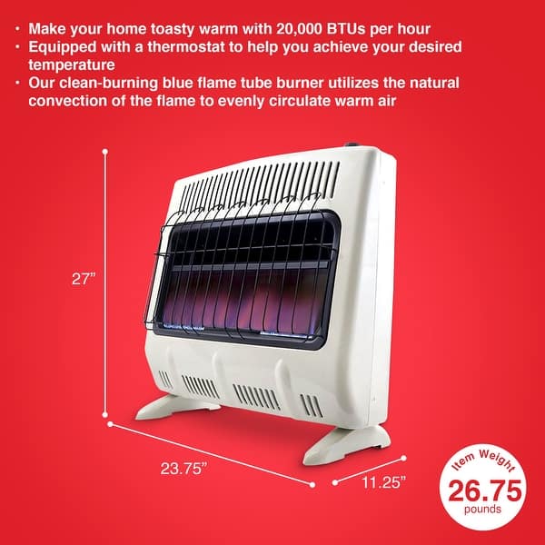 Mr Heater 20000 BTU Vent Free Blue Flame Propane Gas Wall or Floor ...