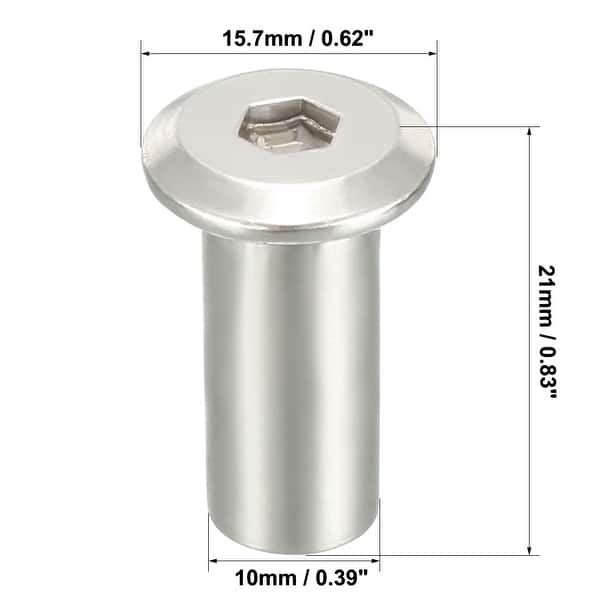 M8x18mm Rivet Hex Socket Head Screw Post Nickel Plated 30pcs - Silver ...