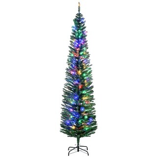 7ft Prelit Pencil Christmas Tree with 180 LED Lights for Festive Decor ...