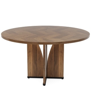 Wood 39.37-inch Round Dining Table for Kitchen Dining Room - Bed Bath ...