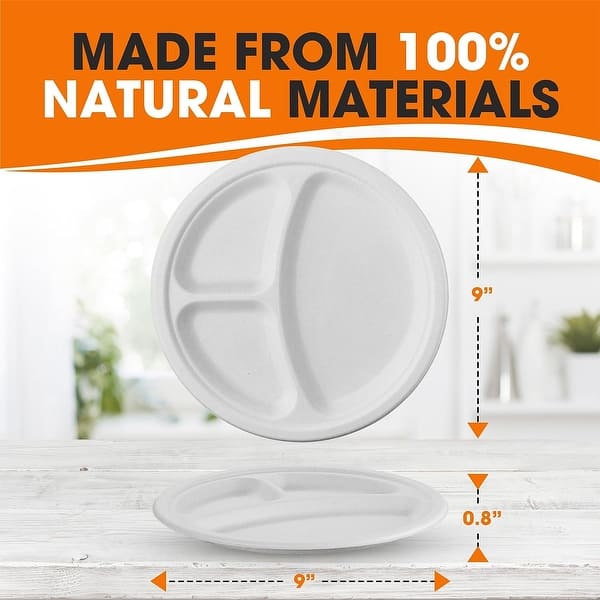 Cheer Collection 3 Section Paper Plates - 100 Pieces Per Pack - 9 ...