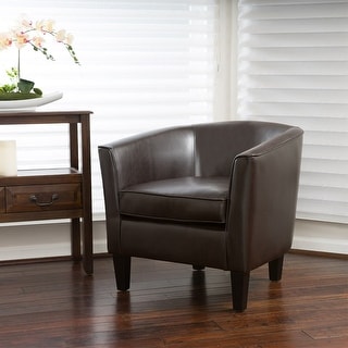 Contemporary Bonded Leather Tub Club Chair Brown - 27.75" x 27.25 ...