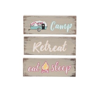 Set Of Camp Stackable Accents Blocks Table Sign Outdoor Camping 8.5 x 1 ...