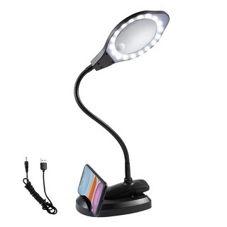 Insten Magnifying Glass LED Desk Lamp, 2 in 1 Clamp & Base, Adapter ...
