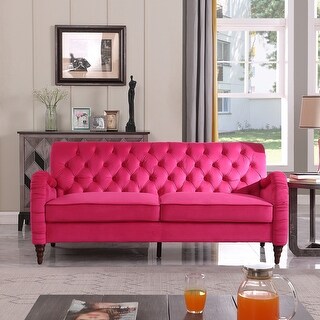 Rose Red Luxurious Velvet Chesterfield 3 Seater Sofa - Bed Bath ...