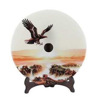 Serpentine New Jade Multi Color Hand Painted Disk with Wood Stand - Bed ...