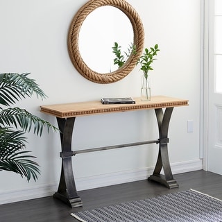 Acacia Wood Console Table with Cane Shelf - On Sale - Bed Bath & Beyond ...