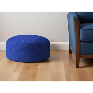 HomeRoots 24" Blue Polyester Round Pouf Ottoman - Bed Bath & Beyond ...