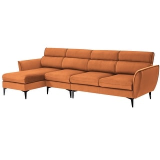 L-Shape 111" Convertible Sectional Sofa, Modern Flannel Couch - Bed ...