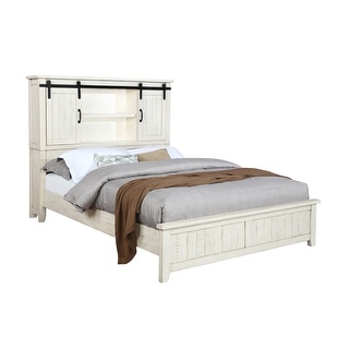 Vilo Home Modern Western White Solid Wood Bed with Storage Headboard ...