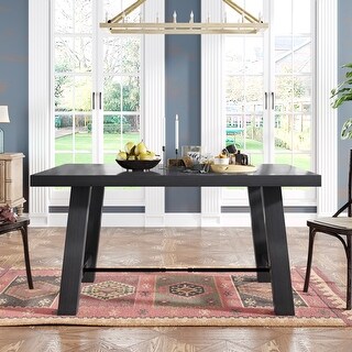 Modern Espresso Solid Wood Rectangular Dining Table - Bed Bath & Beyond - 36742164