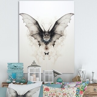 Designart "Minimalism Black And White Bat " Animal Bat Wall Art - Bed ...