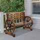 Outdoor Wooden Wagon Wheel Bench with Slatted Seat and Backrest - Bed ...