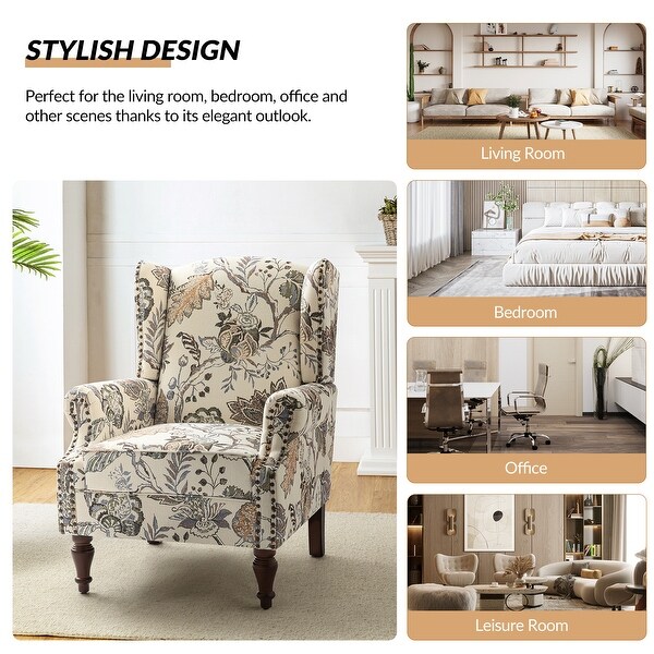 Gott Traditional Wingback Armchair with Solid Wood Legs by HULALA HOME On Sale Bed Bath Beyond 37919532