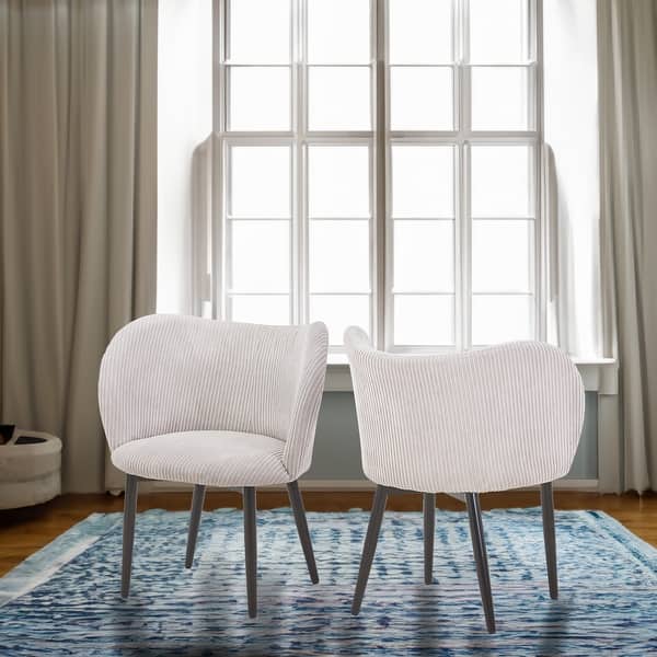 MidCentury Corduroy Upholstered Curved Back Dining Chair Set of 2 - Bed ...