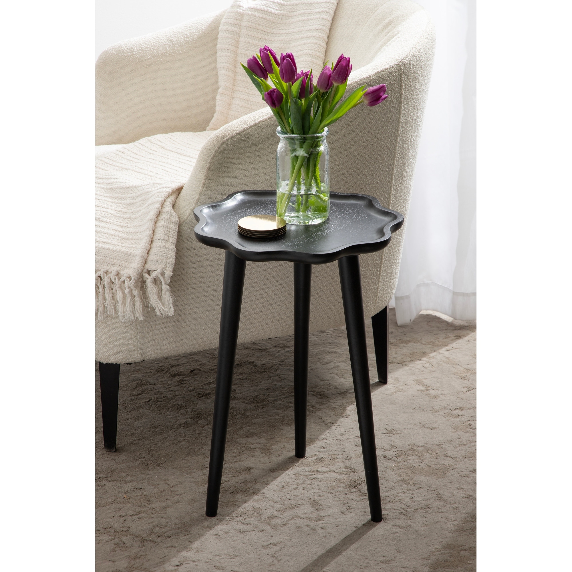 Kate and Laurel Alezar Scallop Wood Side Table - Bed Bath & Beyond ...