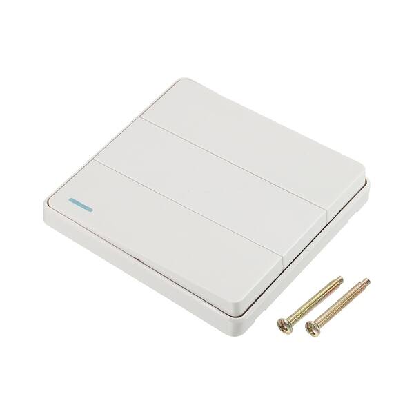 Light Switch Wall Panel Push Button 3 Gang 1 Way White 250V 10A ...