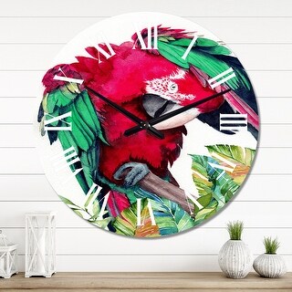 Designart 'Red And Green Parrot' Traditional wall clock - Bed Bath ...