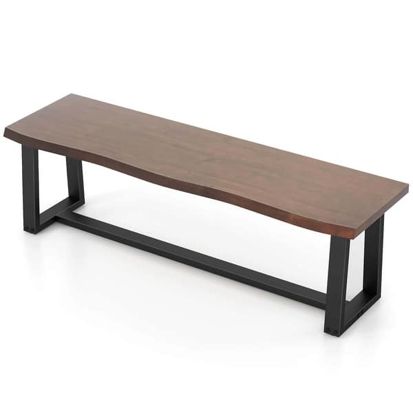 Costway 56.5"L Large Table Bench Wood Dining Bench with Wavy Edge ...