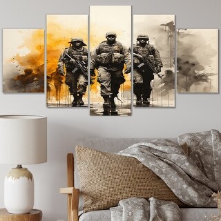 Designart "Army Camaraderie In Arms II" Army Multipanel Wall Art Print ...