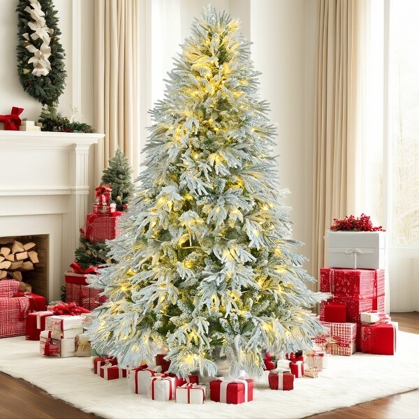 6FT 7.5FT Pre Lit Snow Flocked Christmas Tree for Cozy Holiday Decor Bed Bath Beyond 41937638