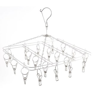 StainlessSteel Rectangle Swivel Hook 20Pegs Drying Rack Clothes Hanger ...