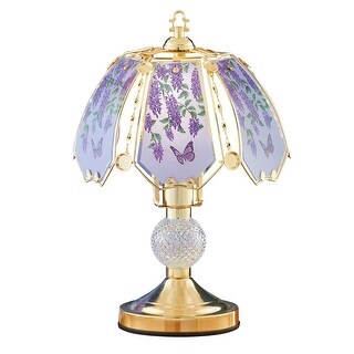 Gold-Toned Glass Panels Purple Wisteria Touch Base Lamp - 10.5 x 15.75 ...