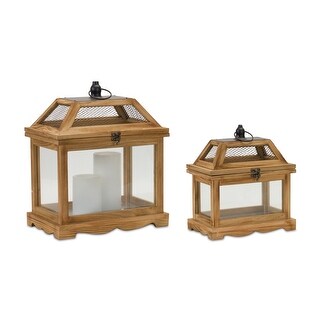 Wood Rectangle Lantern with Mesh Lid (Set of 2) - Bed Bath & Beyond ...