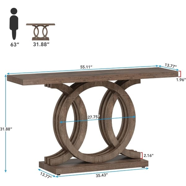 55 inches Console Table with Geometric Base - Bed Bath & Beyond - 37198244