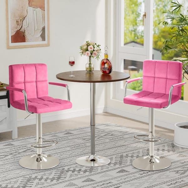 Furniwell Bar Stools Set of 2 Modern Height Adjustable Kitchen Counter ...