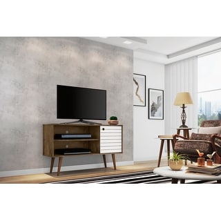 TV Stand with Splayed Legs, Open Shelves, and Concealed Storage for ...