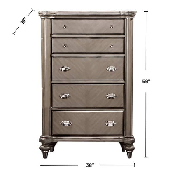 5 Drawer Chest with Round Legs in Grey - Bed Bath & Beyond - 36680408