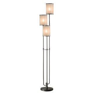 Zen 67 Inch Floor Lamp, 3 Drum Fabric Shades, Round Metal Base, Gray ...