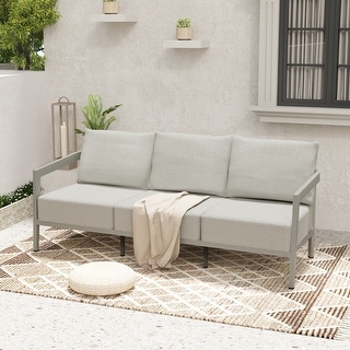 EGEIROS LIFE NovaRest Aluminum 3-Seat Outdoor Patio Sofa with Gray ...