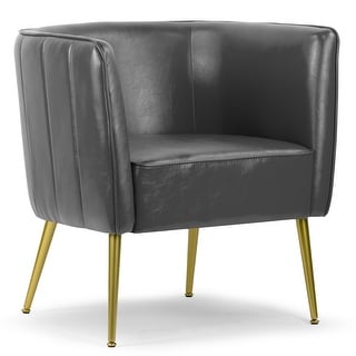 Avian Gray Faux Leather Accent Chair with Decorative Stitching - Bed ...