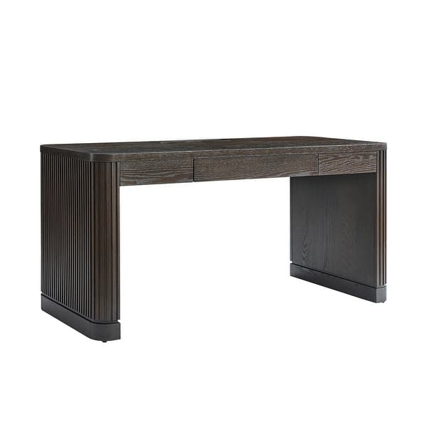 Aranza Modern 60" Solid Wood Base Fluted Desk With Cable Management And ...