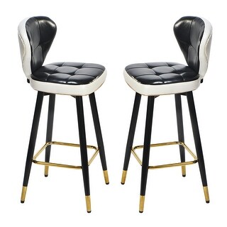 2Pcs Leather Upholstered 360 Rotating Bar Stools with Backrest - Bed ...