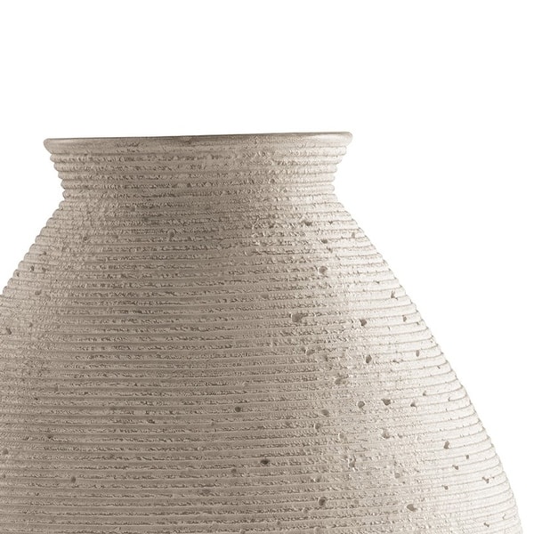 Dale 17 Inch Round Polyresin Vase, Tightly Ribbed Texture, Antique ...