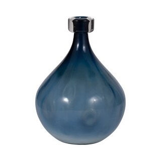 11"Hx8" Diameter, Glass Dimple Vase, Blue Finish, Decorative Vase for ...