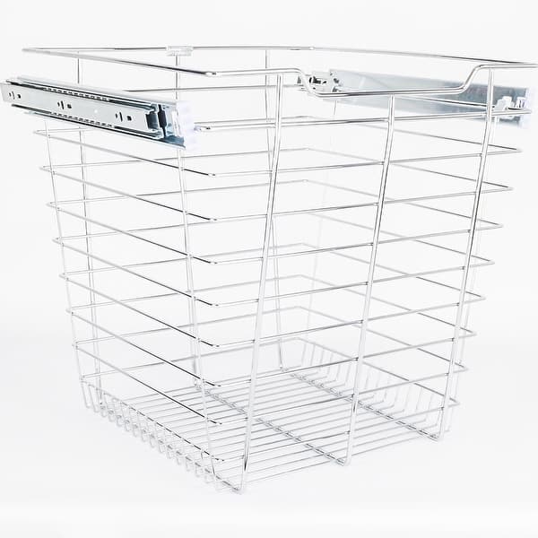 Hardware Resources 17" Tall Pull Out Wire Basket with Full Extension ...