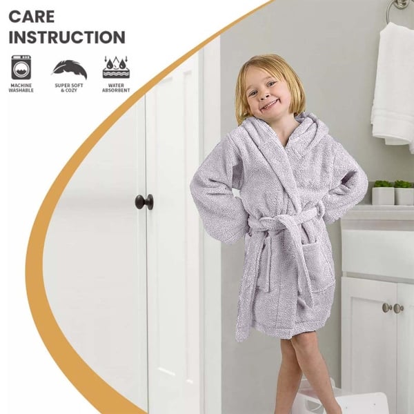 100% Cotton Terry Lightweight Kids Unisex Hooded Bathrobe by Superior ...
