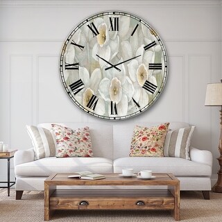 Designart 'Pure Pastel White flowers' Farmhouse Wall CLock - Bed Bath ...