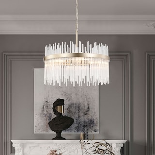 Casandra 5-light Shiny Bronze Chandelier with Clear Glass Bars - Shiny ...