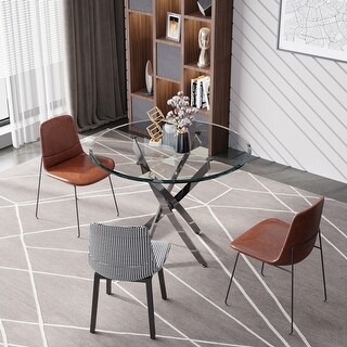 Artisan Modern Small Round Tempered Glass Top Dining Table - Bed Bath ...
