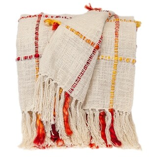 Fire and Beige Textured Woven Handloom Throw - Bed Bath & Beyond - 36297326