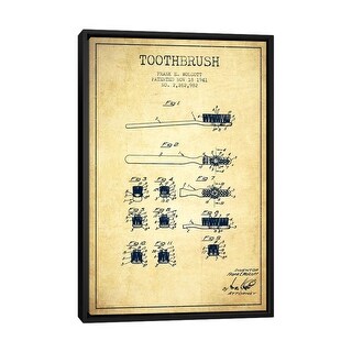 iCanvas "Toothbrush Vintage Patent Blueprint" by Aged Pixel Framed ...