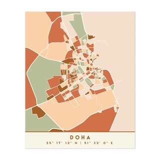 Doha Qatar DOHA QATAR CITY MAP EARTH TONES Maps City Art Print/Poster ...