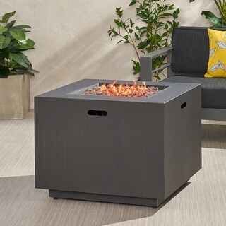 33" Outdoor Iron Square Propane Fire Pit, Tank Inside, Brushed Brown ...