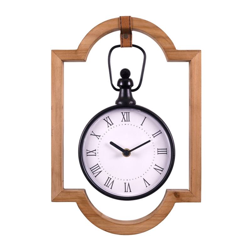 HomeRoots Wooden Frame Hanging Wall Clock - Overstock - 35452969