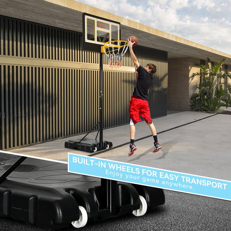 Height Adjustable 4.4-10 FT Portable Basketball Hoop with Shatterproof ...